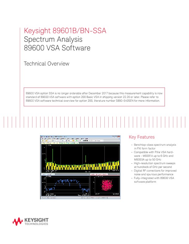 89601B/BN-SSA Spectrum Analysis 89600 VSA Software PDF Asset Page | Keysight